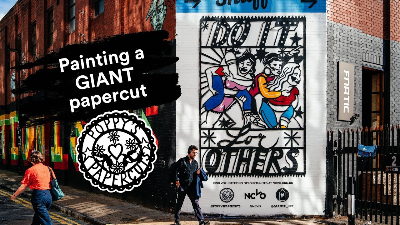 Painting a GIANT paper cut with Poppys Papercuts - YouTube