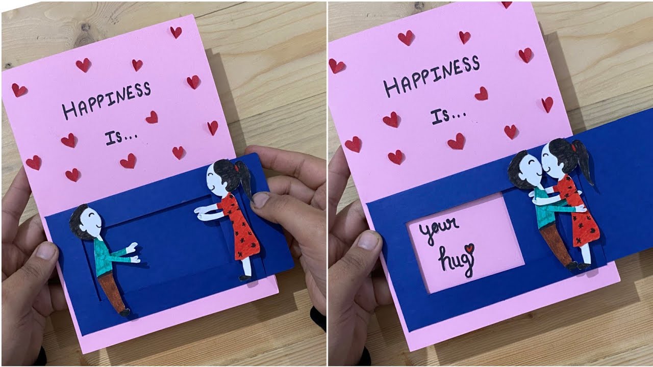 Handmade Valentines Day Card | Hug Day Card | Couple Hugging Creative ...