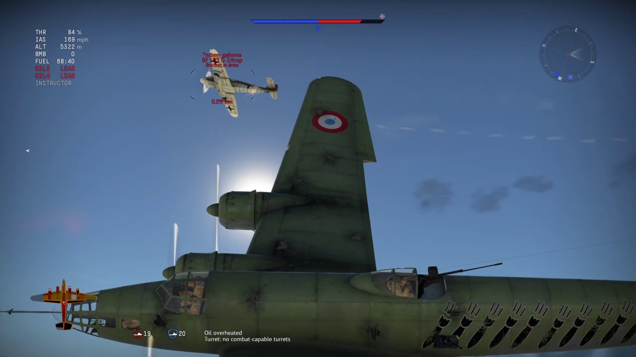Spaded M.B.162 outsmarts Bf 109 and survives ram - YouTube