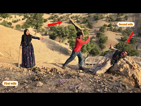 Tension and conflict: The second wife attacked the first wife, which angered the husband.