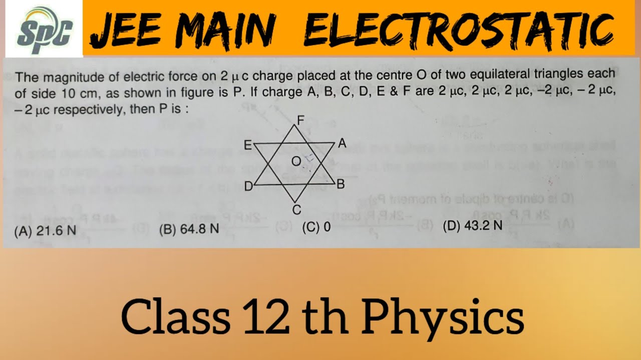 The magnitude of electric force on 2 uC charge placed at the centre O of two equilateral ...
