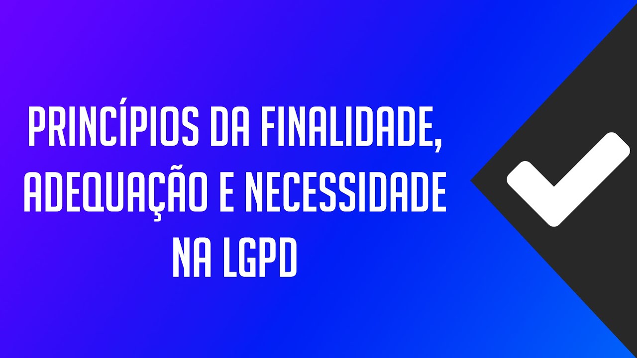 Princípios da Finalidade, Adequação e Necessidade na LGPD - YouTube