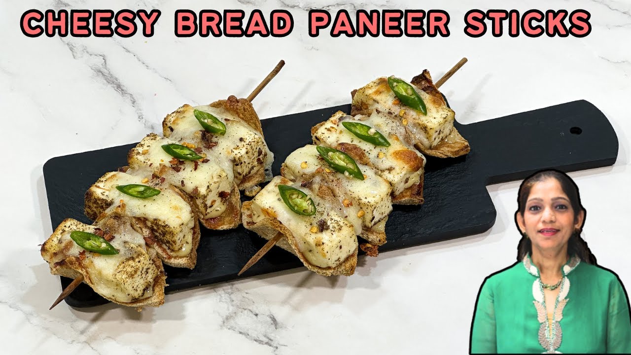 Veg Party Starter | Cheesy Bread Paneer Sticks | Paneer Snacks Recipe ...