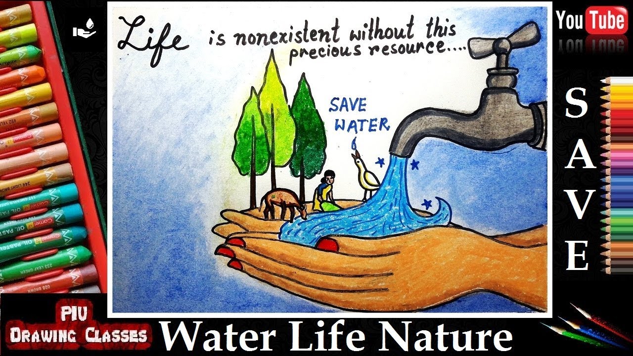 Save Water Save Life Save Nature Poster Drawing Easy I How To Draw Step