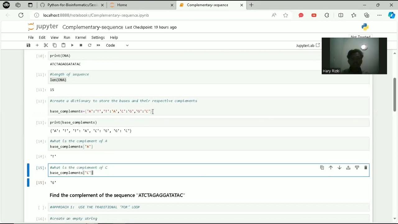 Finding nucleotides sequences and complements using Phyton codes - Bioinformatics - YouTube