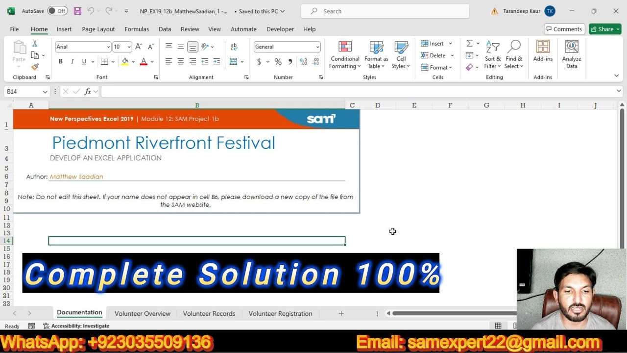 Excel Module 12 SAM Project B Piedmont Riverfront Festival | Excel ...