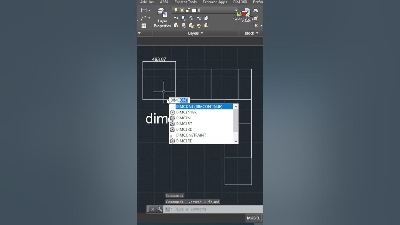 dimension command - DIMC #autocad #design #cadsoftware #viral - YouTube