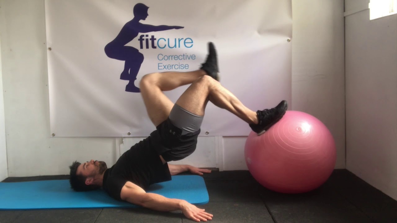 Stability Ball Glute Bridge March - YouTube