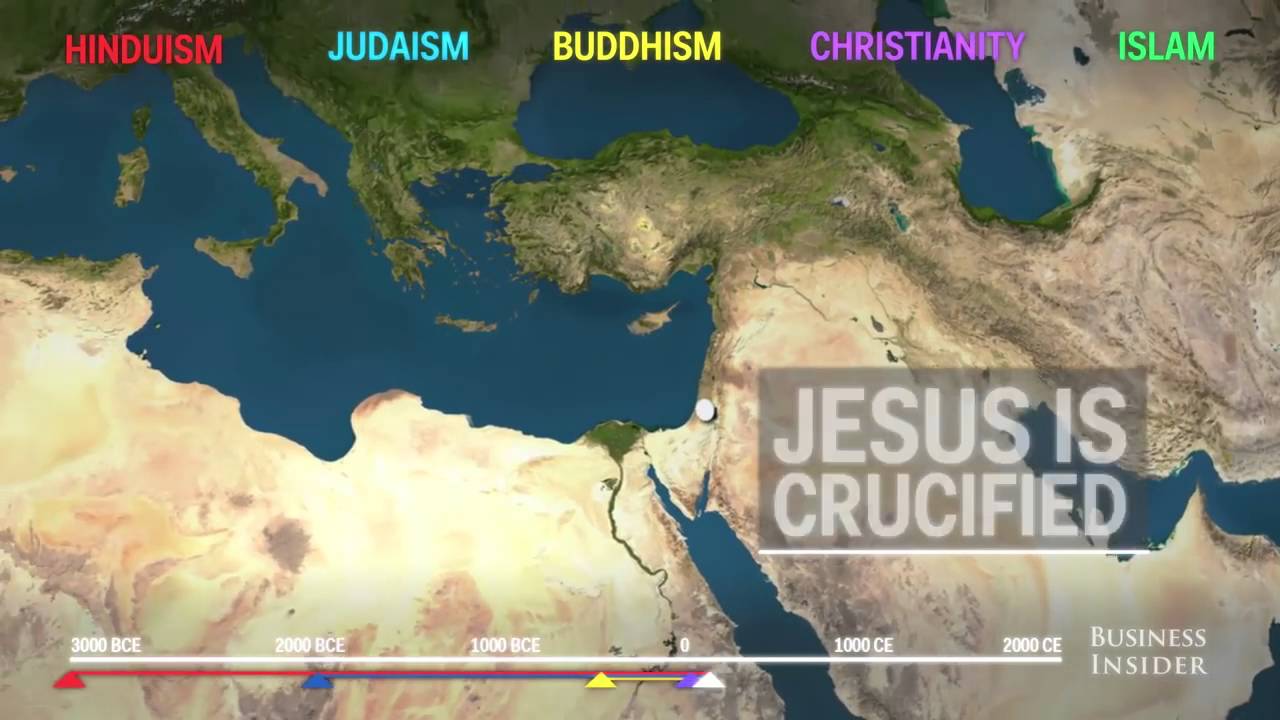 Animated map shows how religion spread around the world - YouTube