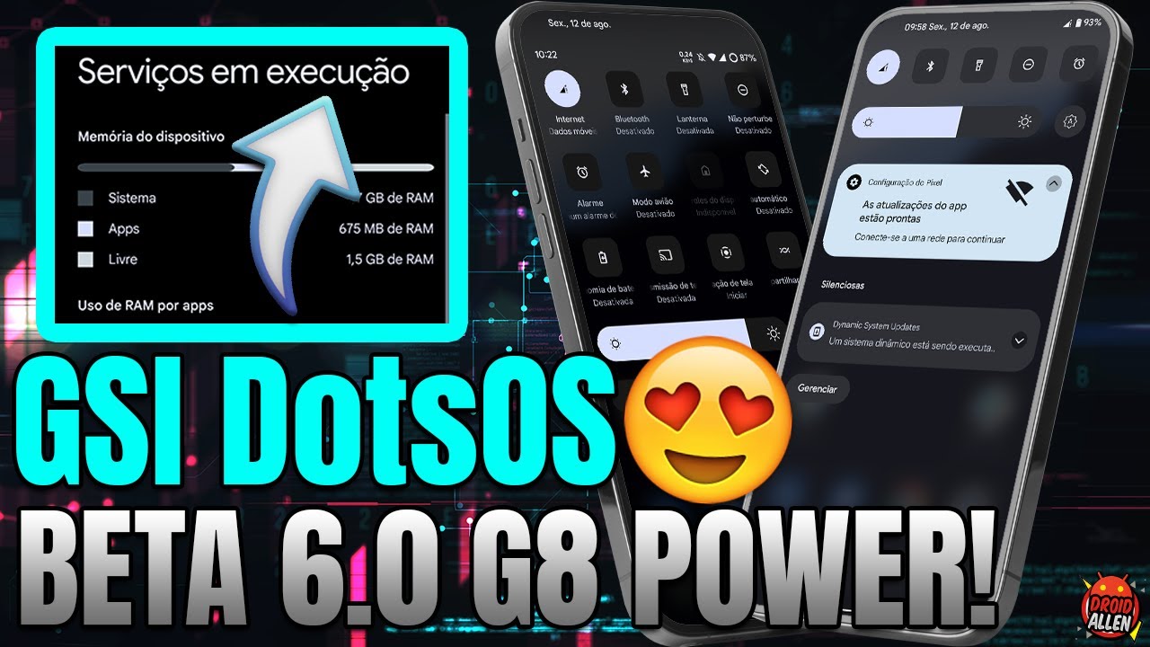 SAIU! DotOS 6.0 Beta (GSI) Android 12L - Moto G8 Power 😍 - YouTube