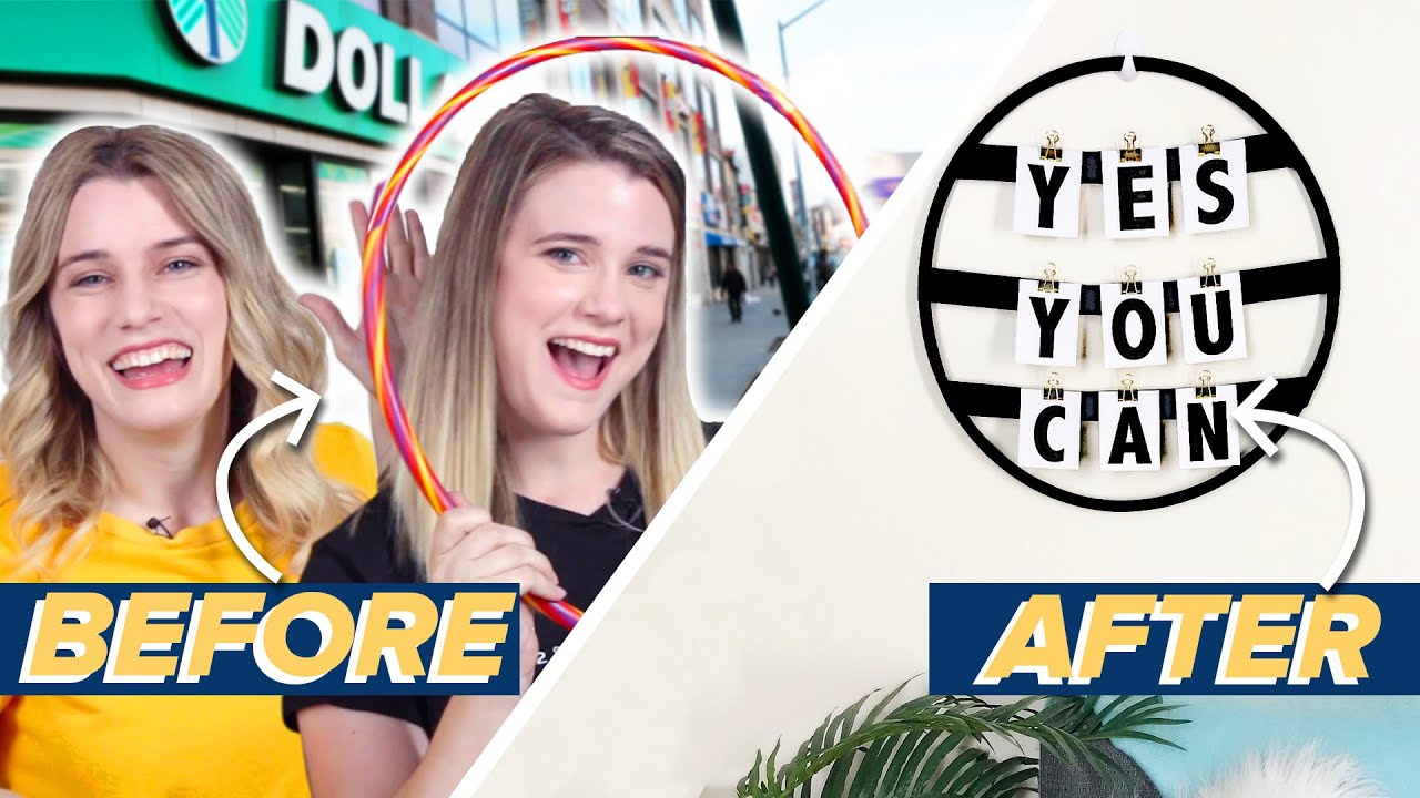 We Try Making DIY Decor From $1 Hula-Hoops • Dollar Store Wars - YouTube