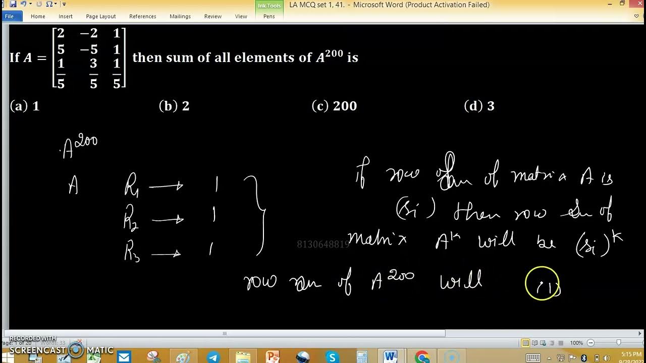 download linear algebra pdf row sum of a matrix is eigenvalue of the ...