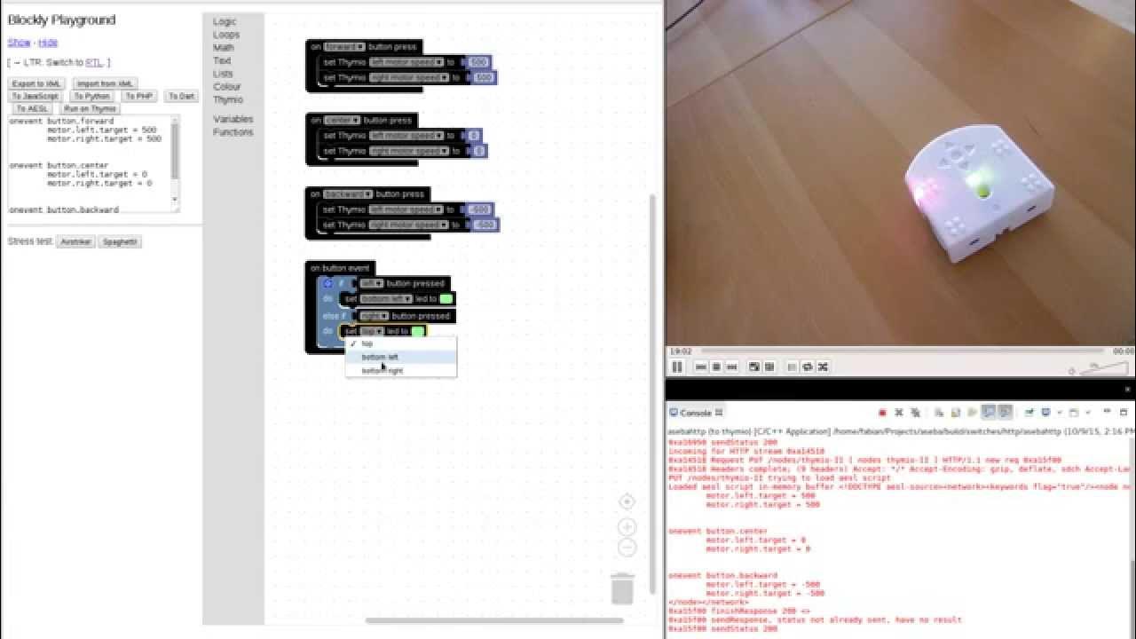 Thymio Programming using Blockly (early prototype) - YouTube