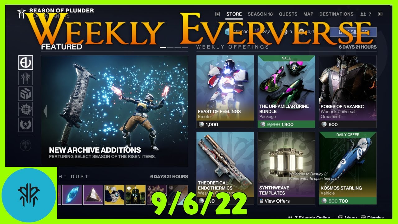 Weekly Eververse: Week of September 6, 2022 | Season of Plunder - YouTube