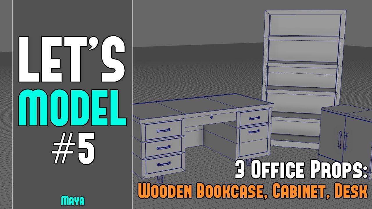 LET'S MODEL #5: 3 Office Furniture Props - Wooden Bookshelf, Cabinet ...