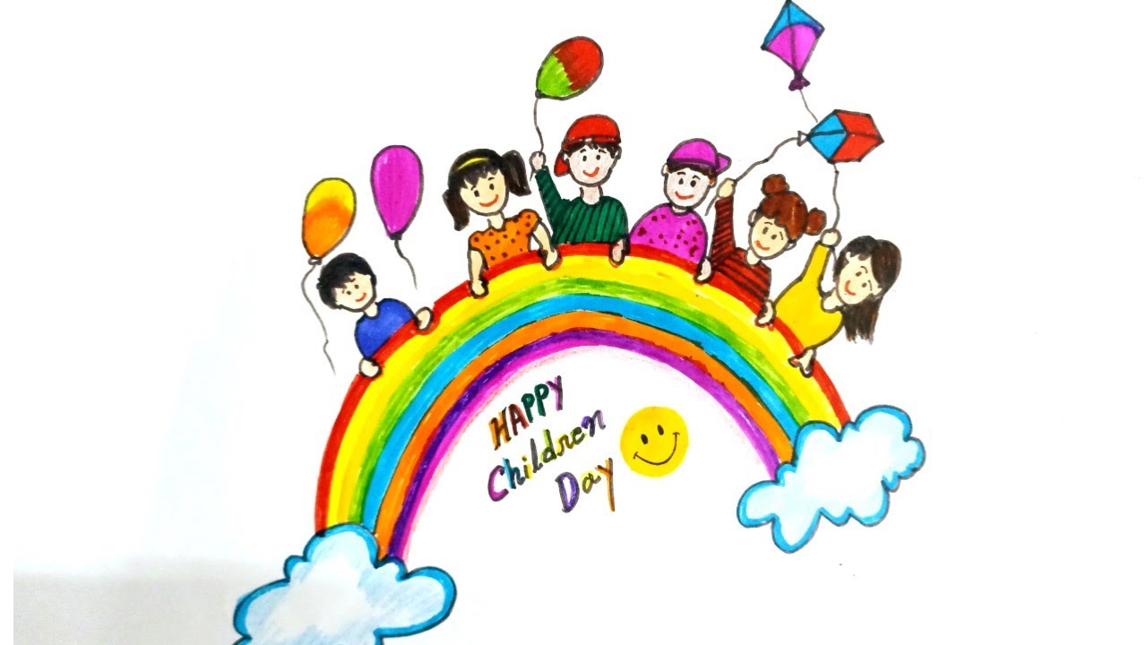 Happy Children's day Easy Drawing! How To Draw Children's Day Drawing ...