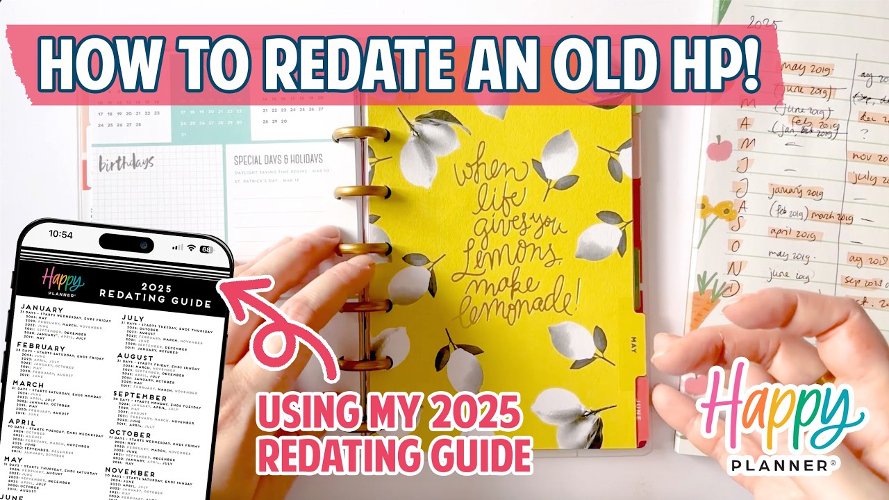 REDATING GUIDE: 2018-2019 planner for 2025! | Happy Planner mini ...