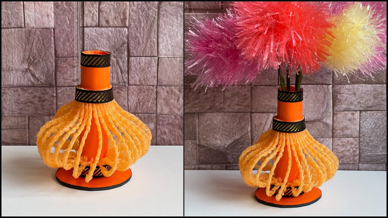 Best out of Waste | Fruit Foam Net Flower Vase | Fruitfoam net wrapper ...