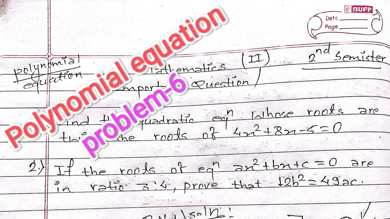 polynomial equation ( problem-6 ) || mathematics 2nd semister - YouTube