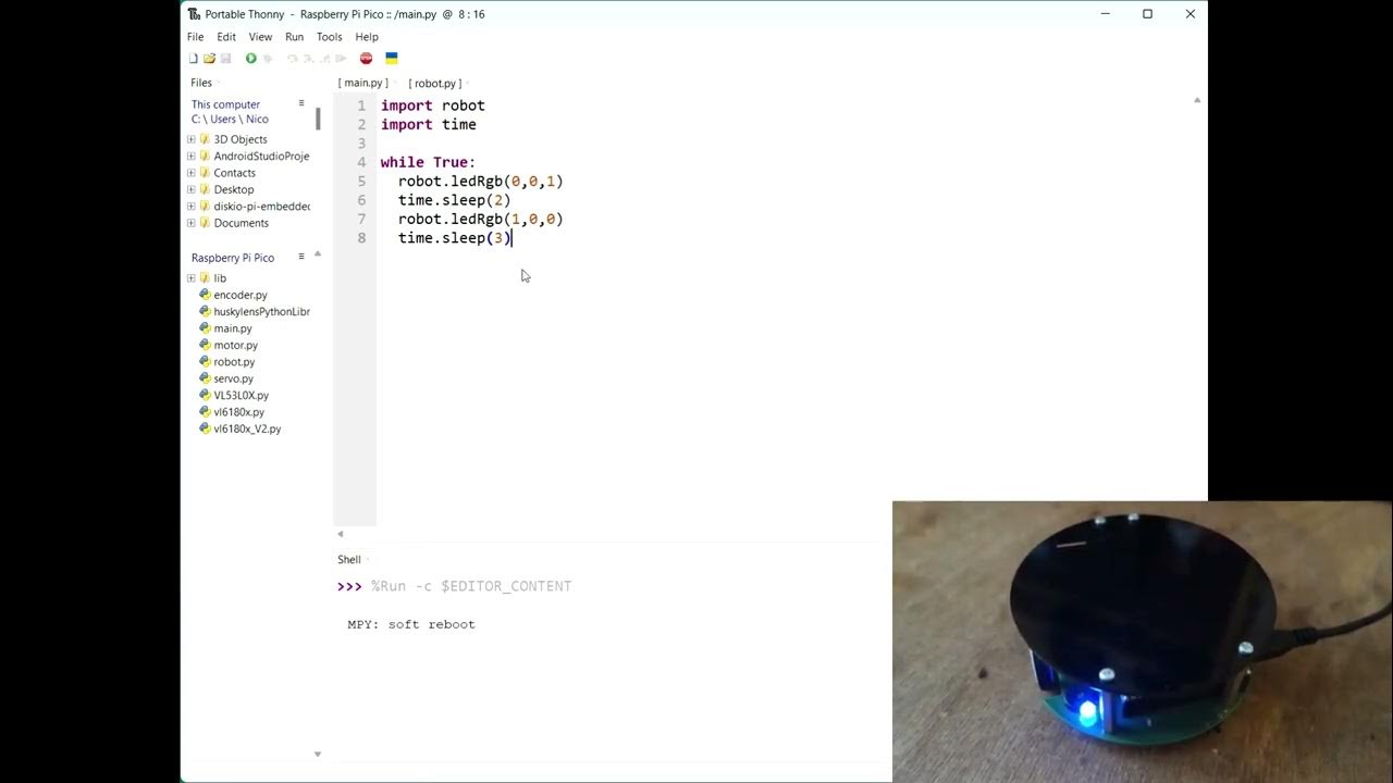 Tutoriel microPython avec le robot MR-Pico - Led RGB & Buzzer - YouTube