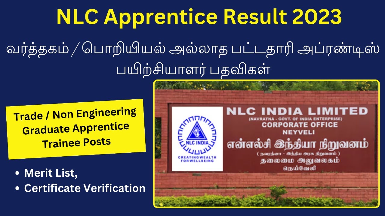 NLC Apprentice Results 2023 I Trade / Non Engineering Graduate ...