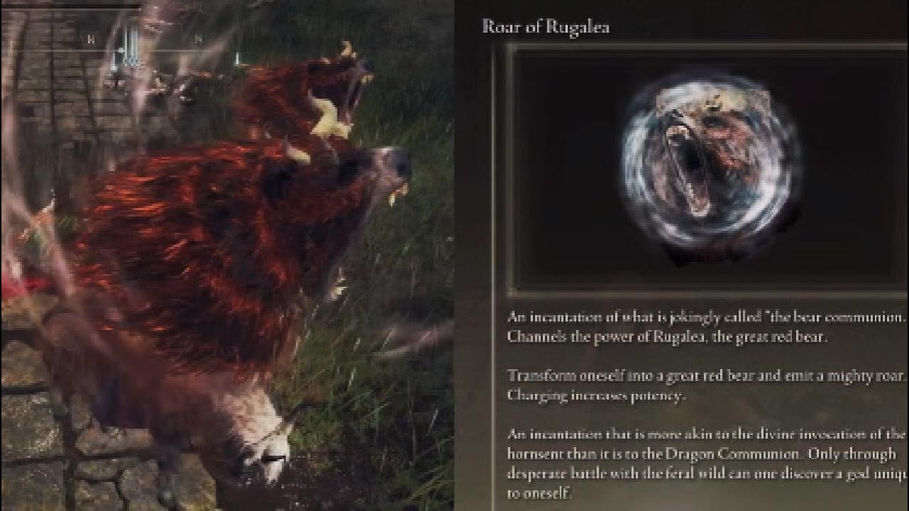 Elden Ring DLC Roar of Rugalea Spell Demonstration and Location Bear ...