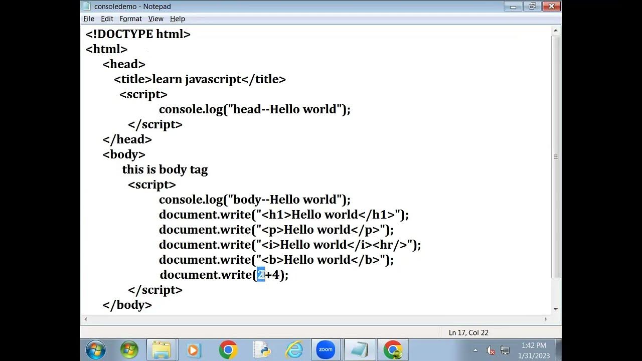 How to display Hello world message In java-script - YouTube