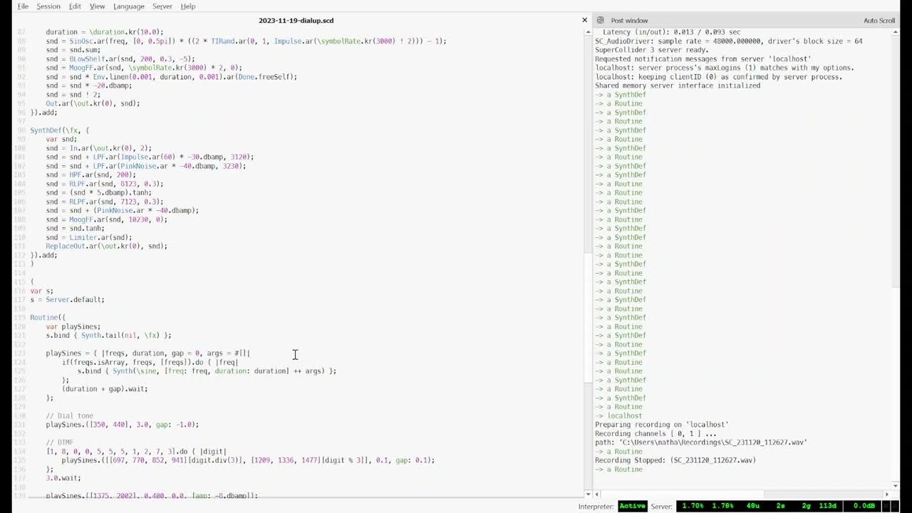 ReSynthDef #1: dialup modem synthesis (SuperCollider) - YouTube