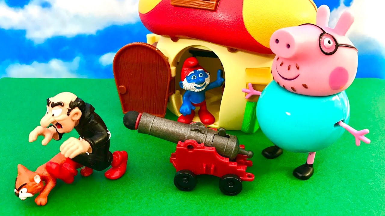 Swinka Peppa i Smerfy po POLSKU - Tata Swinka strzela z armaty w ...