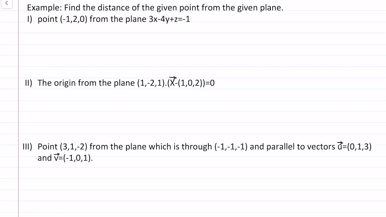 Labtube-(Elementary Linear Algebra)-Examples of Distance of Point From ...