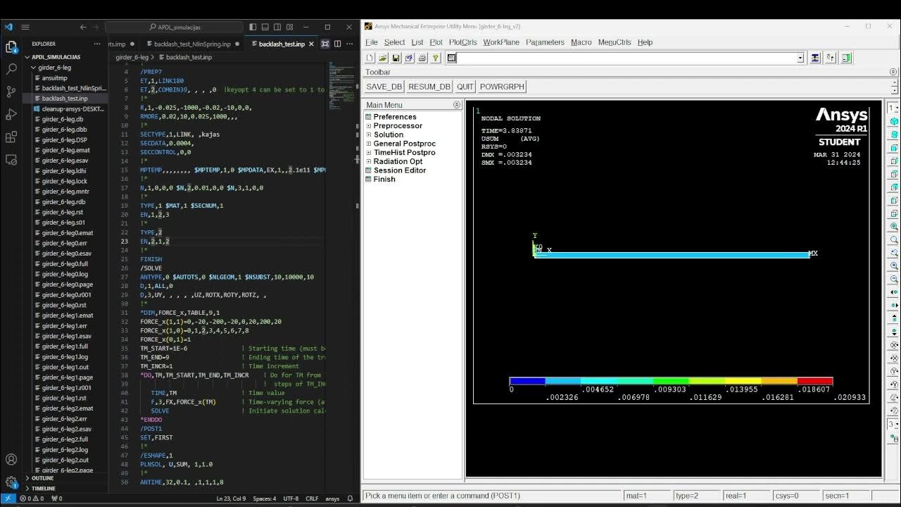 Simple backlash simulation with Nonlinear Spring COMBIN39 | ANSYS APDL - YouTube