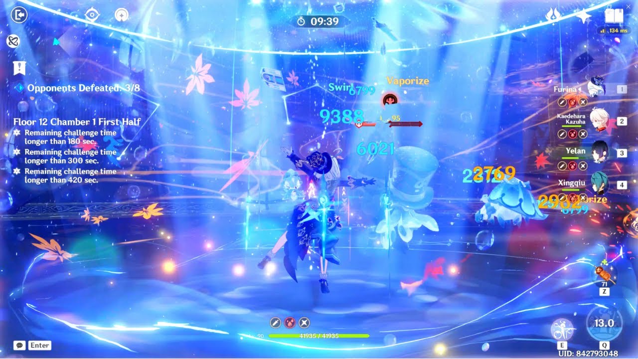furina mono hydro without healer max fanfare buff with spiral abyss ...