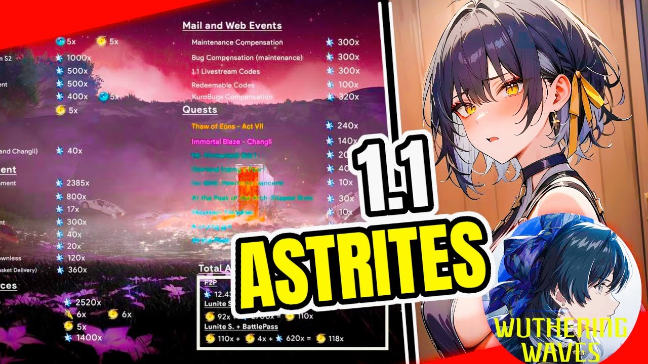 🤩WUTHERING WAVES nos dará TODOS estos ASTRITES en su 1.1😱 - YouTube