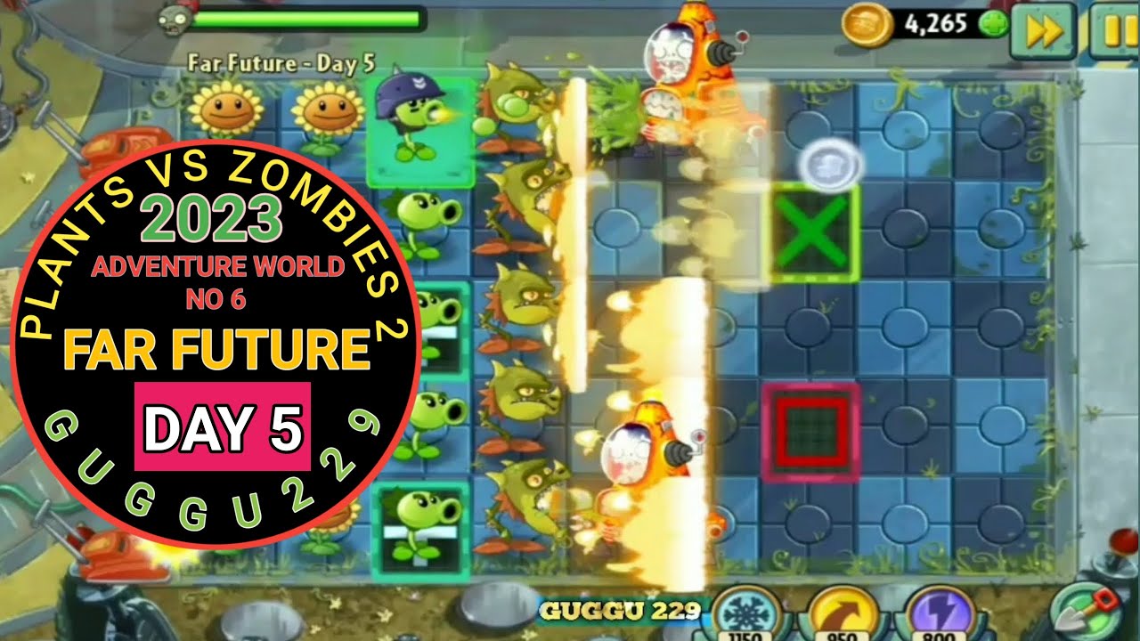 pvz|pvz2|plants vs zombies 2 far future day 5 walkthrough - YouTube