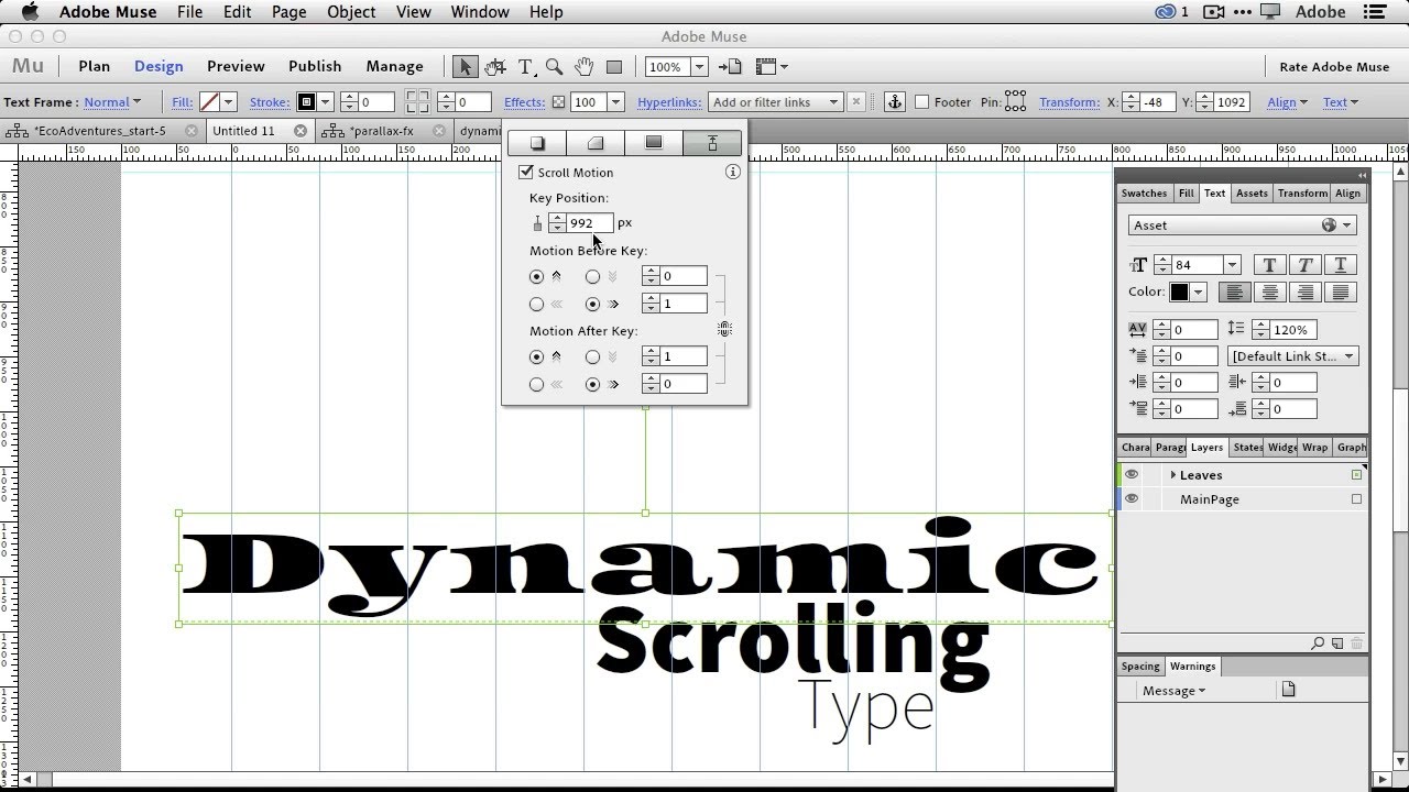 How To Animate Your Type on your Web Page in Adobe Muse CC - YouTube