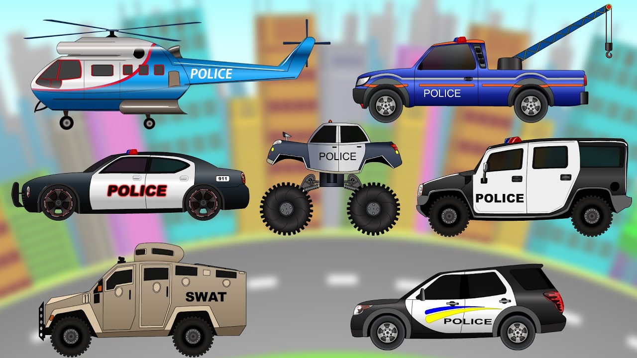 Learn Police Cars | Trucks | Police Helicopter | Video for Children ...