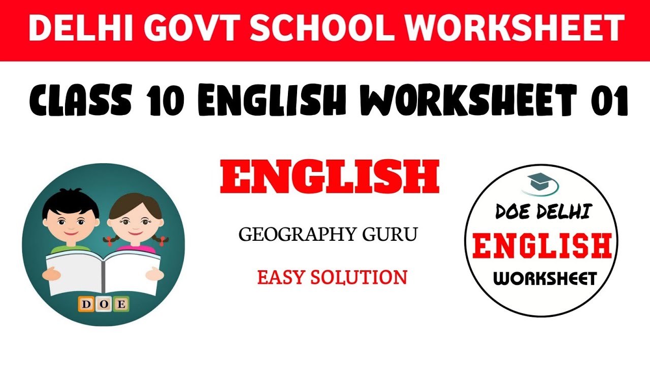 Class 10 English Worksheet 1 | English Worksheet 1 Class 10 | DoE ...