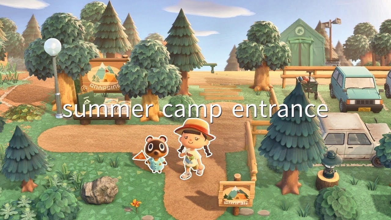 夏のキャンプ島 飛行場から案内所 🏕🔭 | Summer Campground | Speed Build | Animal crossing ...