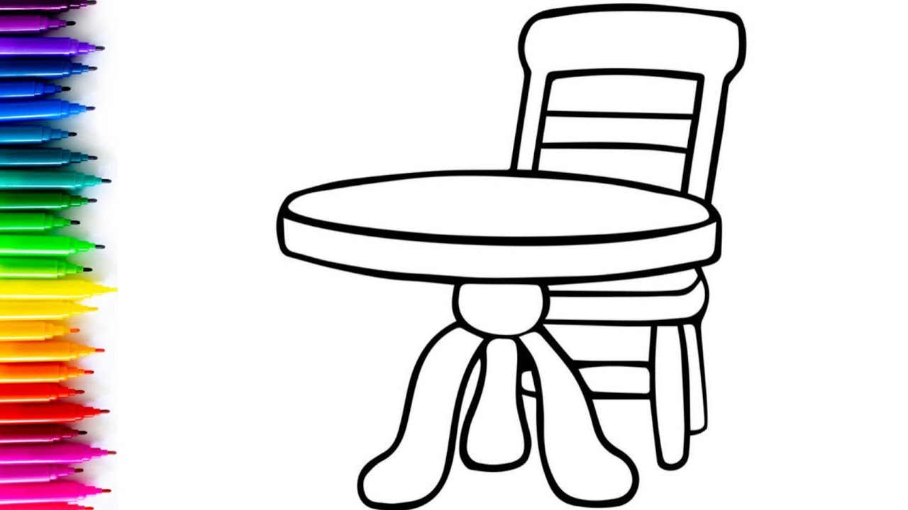 Easy Table and Chair Drawing, Painting & Coloring For Kids and Toddlers ...