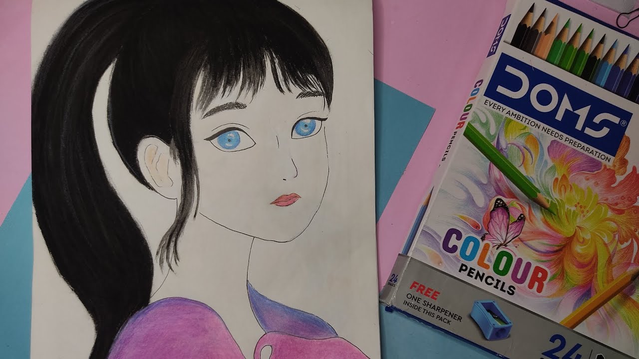 Easy Anime Drawing tutorial | Coloring anime girl using pencil colors ...