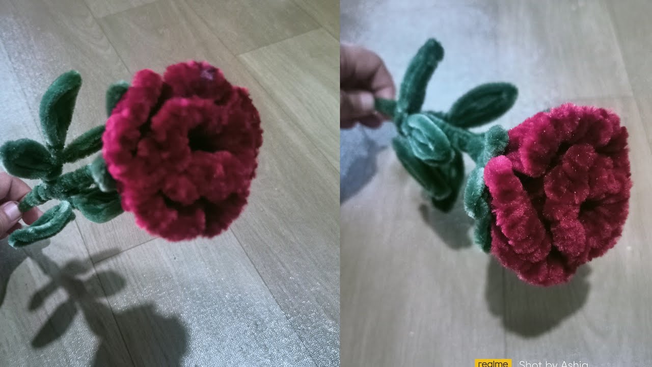 How to make Rose flower from pipe cleaner/ Pipe Cleaner Rose Flower ...