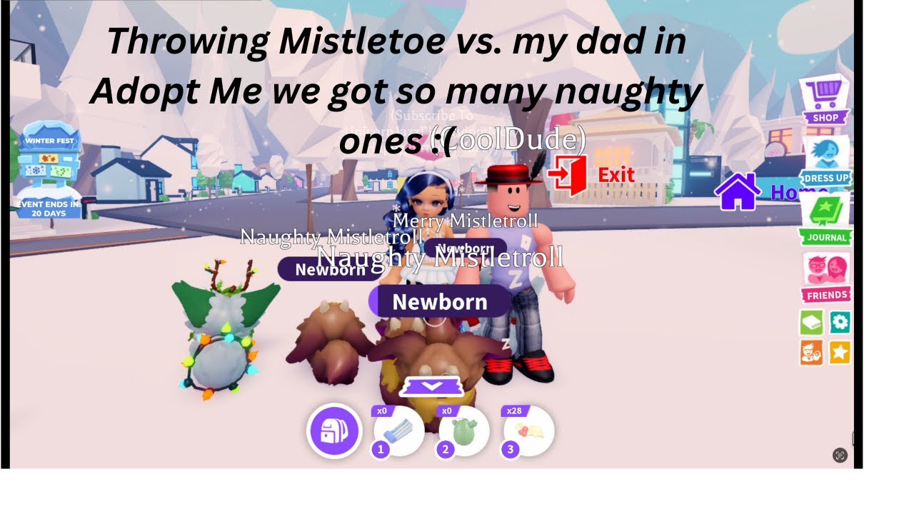 Throwing 50 mistletoe vs. my dad in adopt me!! Who will get the most Royal Mistletrolls - YouTube