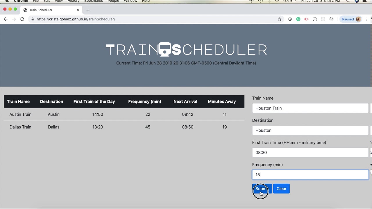 Train Scheduler - YouTube