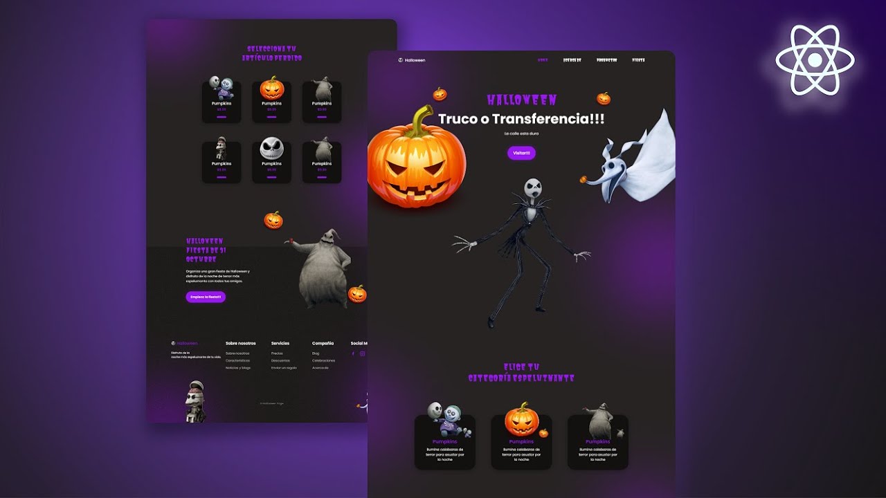 Pagina web responsive usando ⚛️REACT - Halloween - YouTube