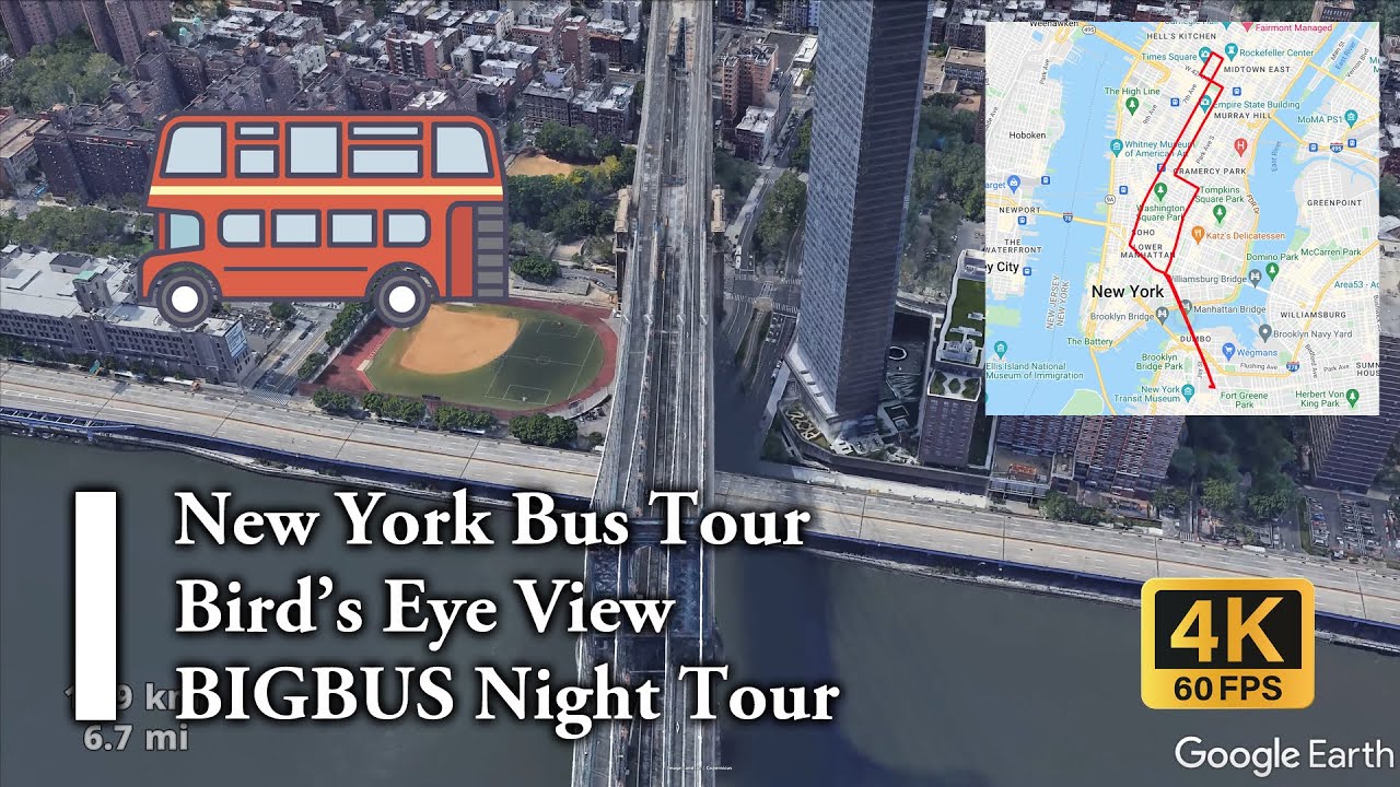 New York Bus Tour Bird's Eye View - BIGBUS Night Tour - 4K - YouTube