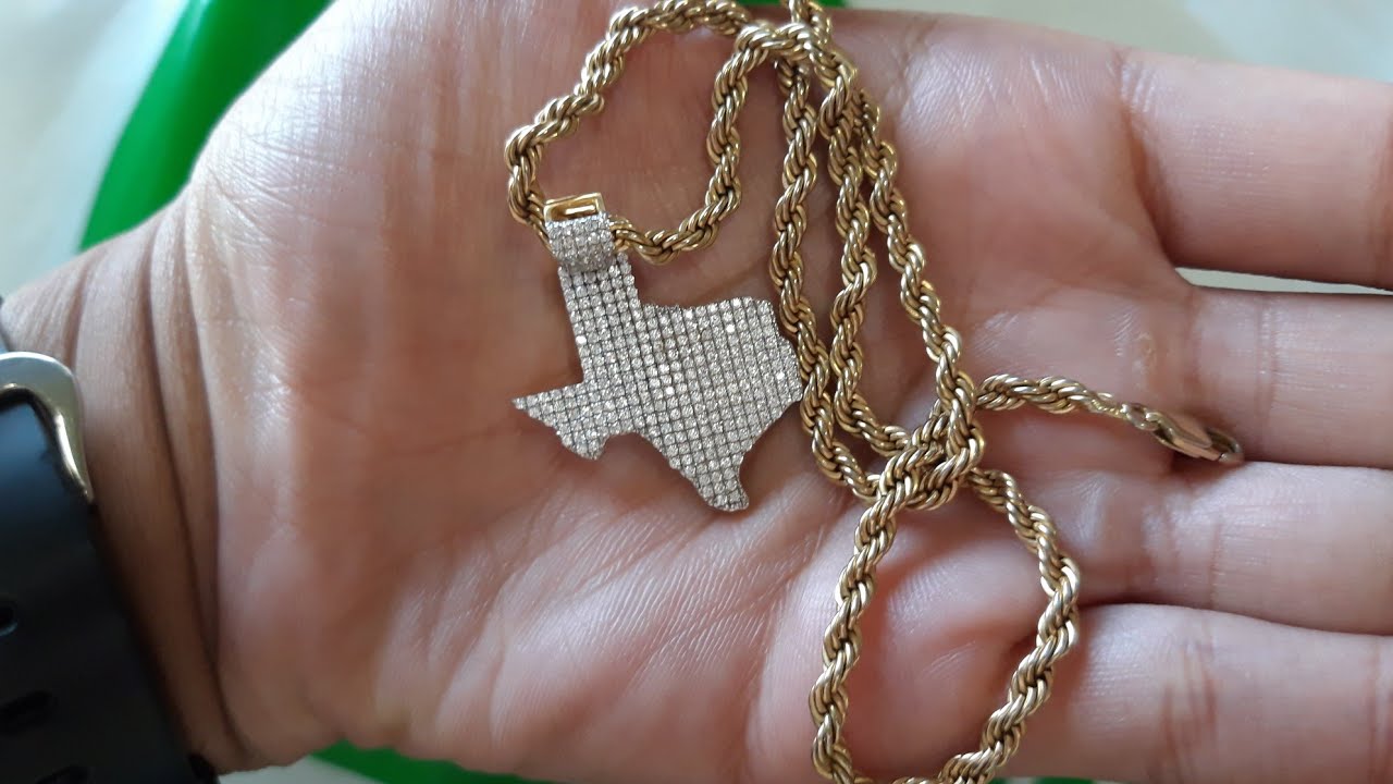 Diamond Texas Pendant Sterling Silver Gold Plated - YouTube