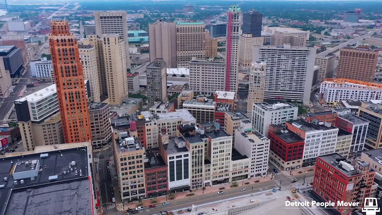 Downtown Detroit with the Detroit People Mover - YouTube