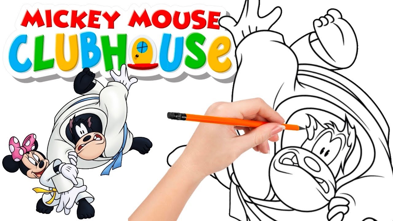 How to draw Minnie Mouse and Pete practicing Judo - YouTube