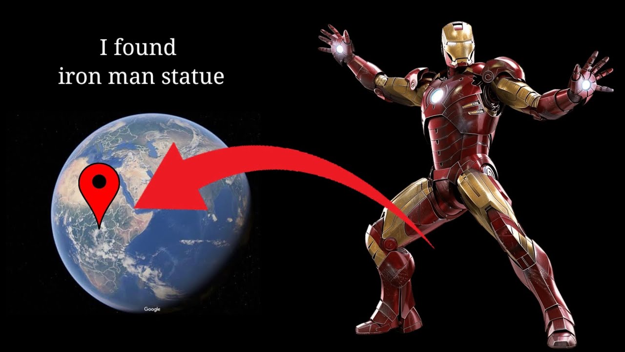 I found iron man statue in real life Google Earth and Google maps# ...