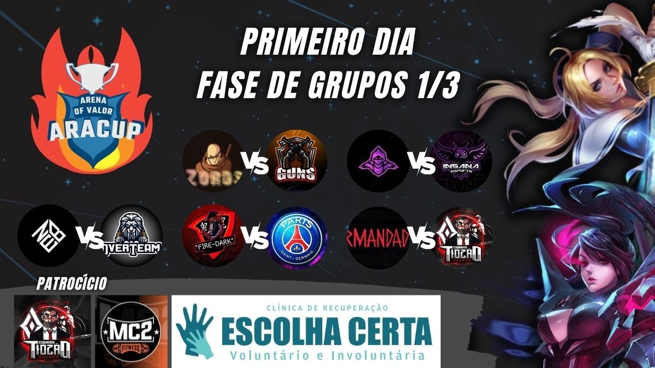CAMPEONATO ARENA OF VALOR - ARACUP 1º DIA FASE DE GRUPOS - YouTube